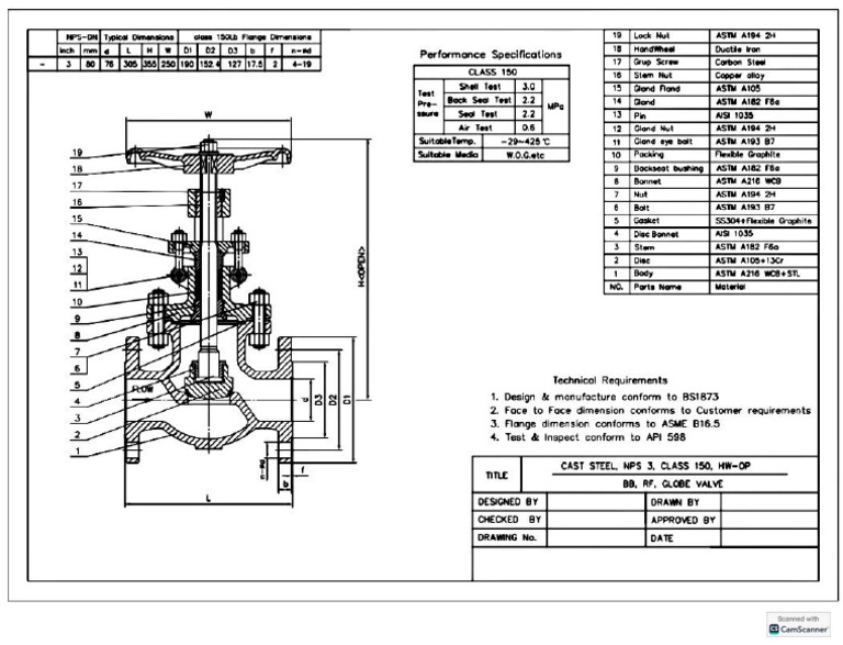 Drawing Globe Valve | PDF