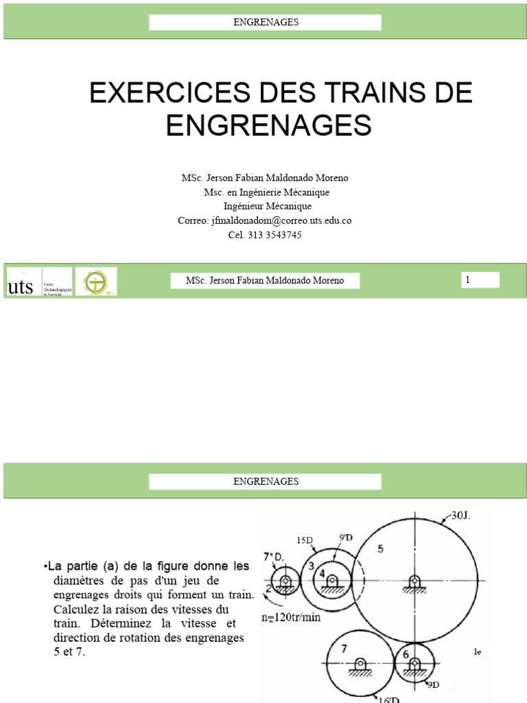 Mécanismes - Exercices Trains D'engrenages | PDF