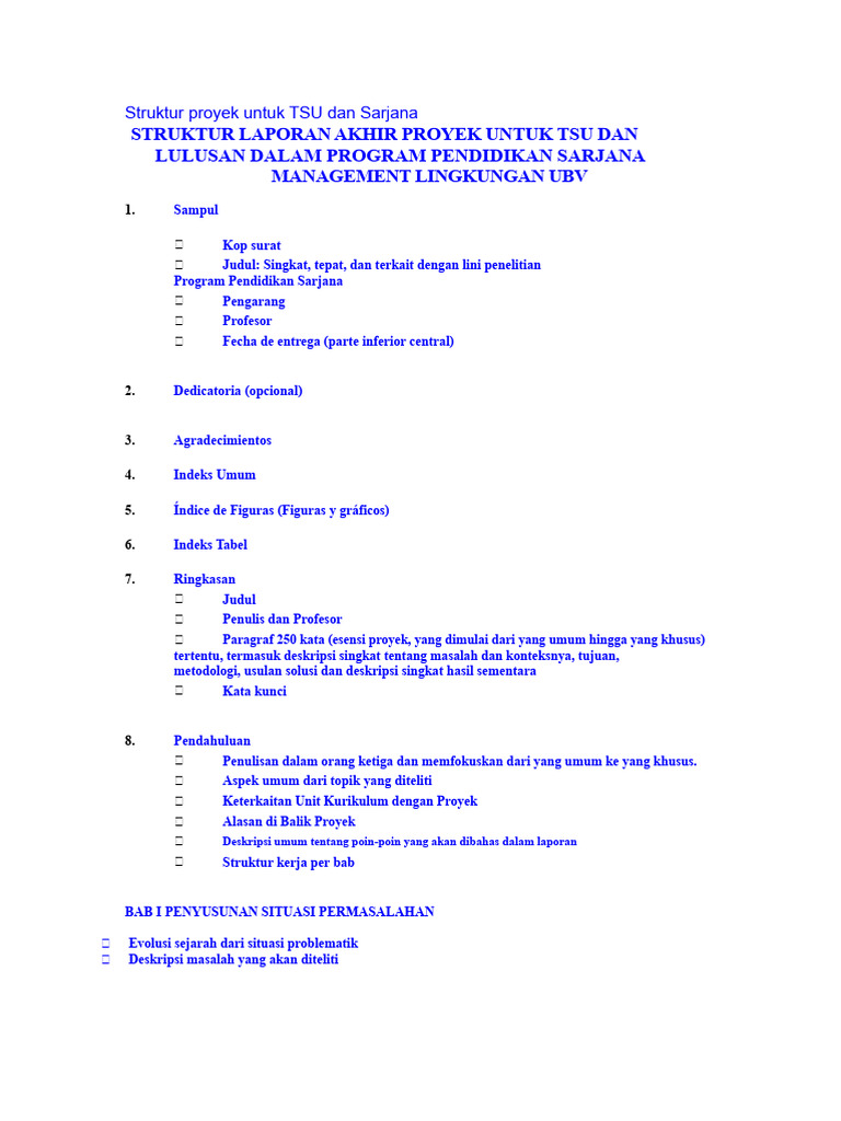 Struktur Proyek Untuk TSU Dan Sarjana | PDF
