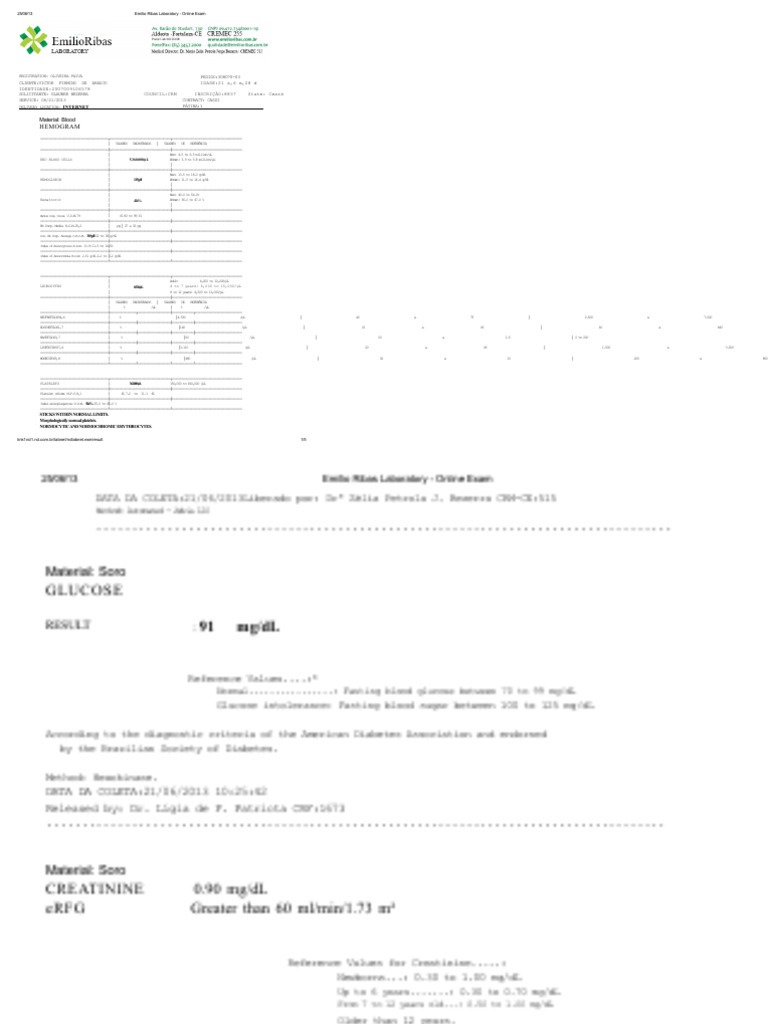 Blood Test Results for Victor Araujo | PDF | Medical Tests | Clinical ...
