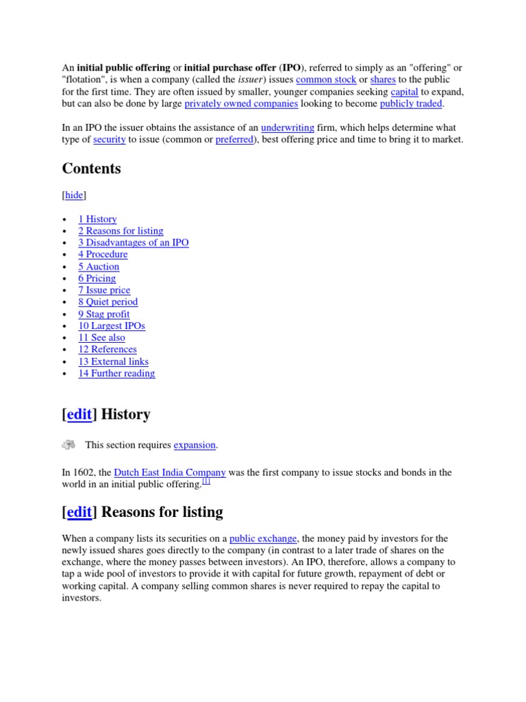 Understanding Initial Public Offerings | PDF | Initial Public Offering ...