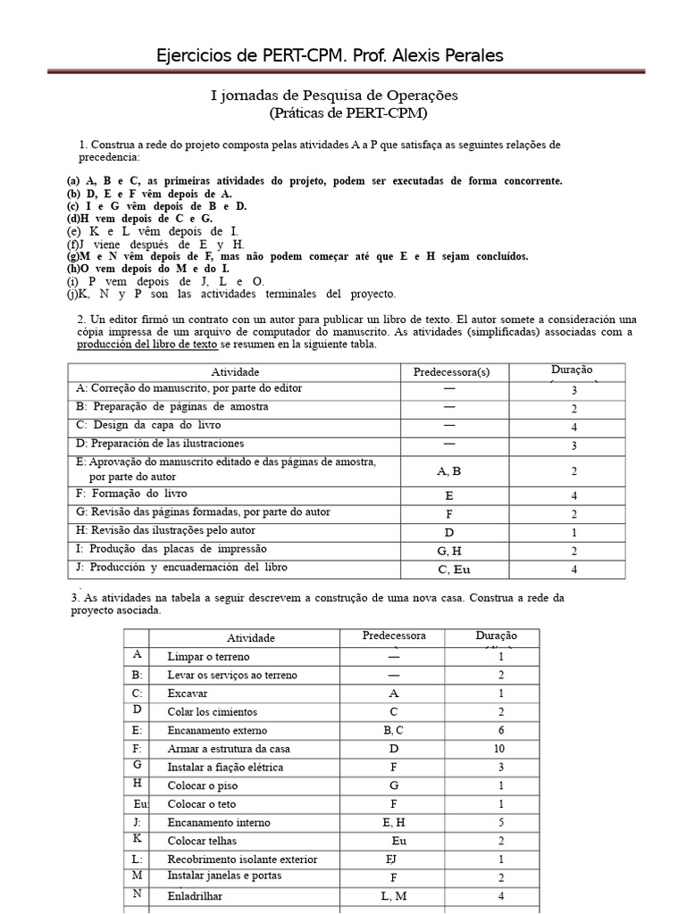 330805482 Exercícios de Pert Cpm | PDF