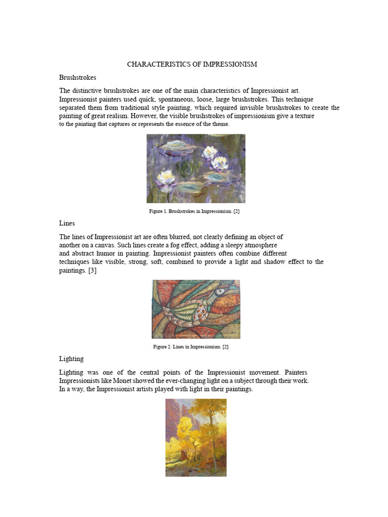 CHARACTERISTICS OF IMPRESSIONISM.docx | PDF | Impressionism | Paintings