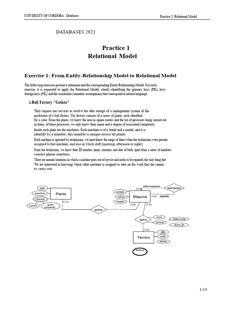 Practice 1 - From MER To Relational | PDF | Relational Model | Data ...
