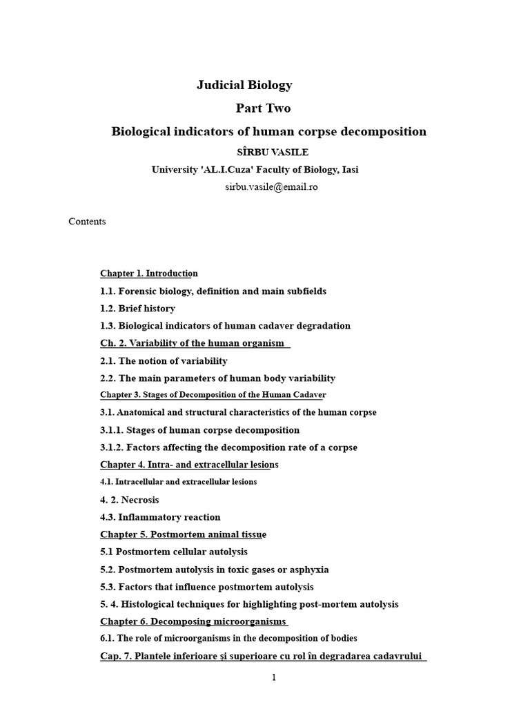 Biological Indicators of Corpse Decomposition | PDF | Decomposition ...