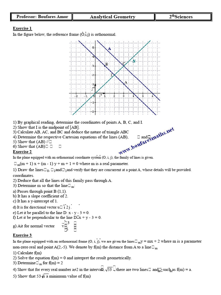 Analytical Geometry Exercises and Solutions | PDF | Line (Geometry ...