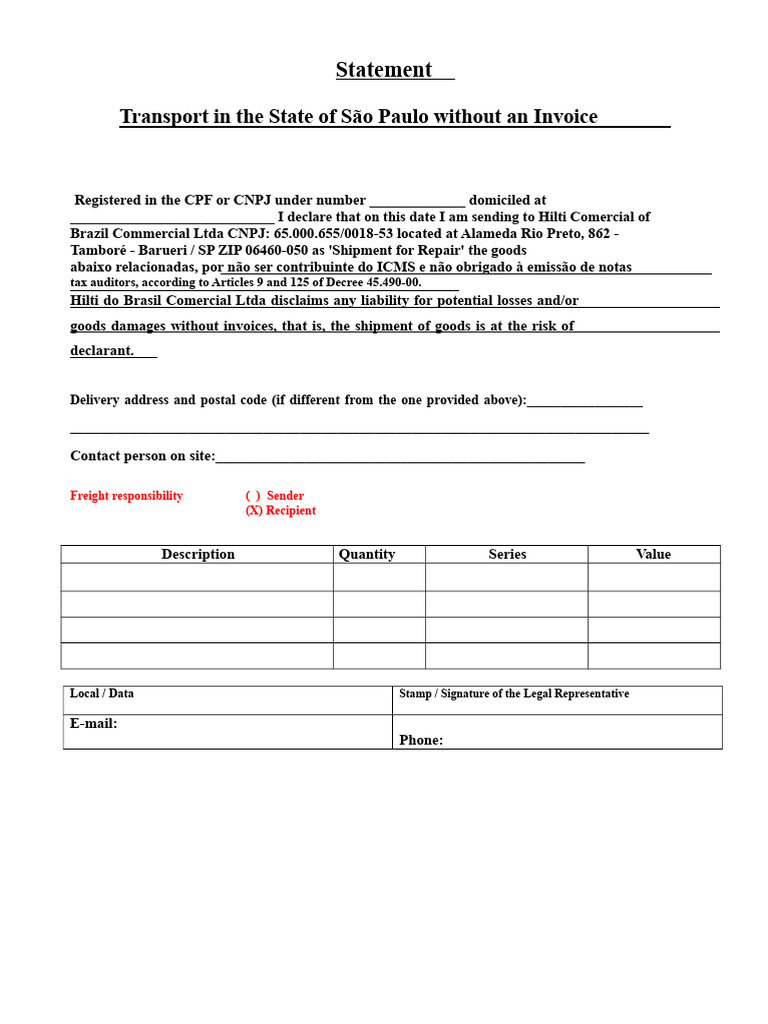 Model Declaration of Repair | PDF