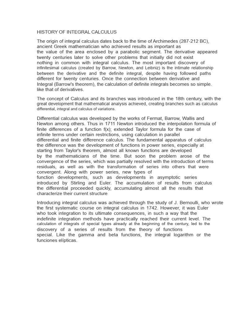 History of Integral Calculus | PDF | Calculus | Integral