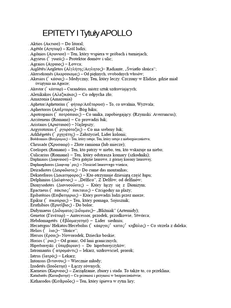 Epitety Apollo | PDF