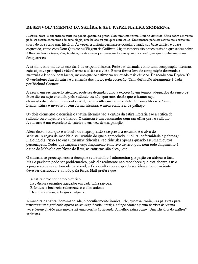 A Sátira na Literatura Moderna: Função e Estilo | PDF | Sátira | John ...