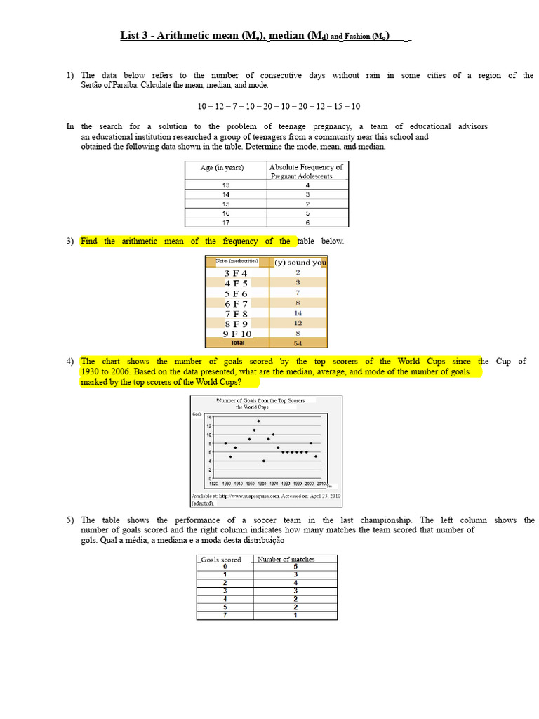 Mean, Median, Mode Calculations Guide | PDF | Arithmetic Mean | Mean