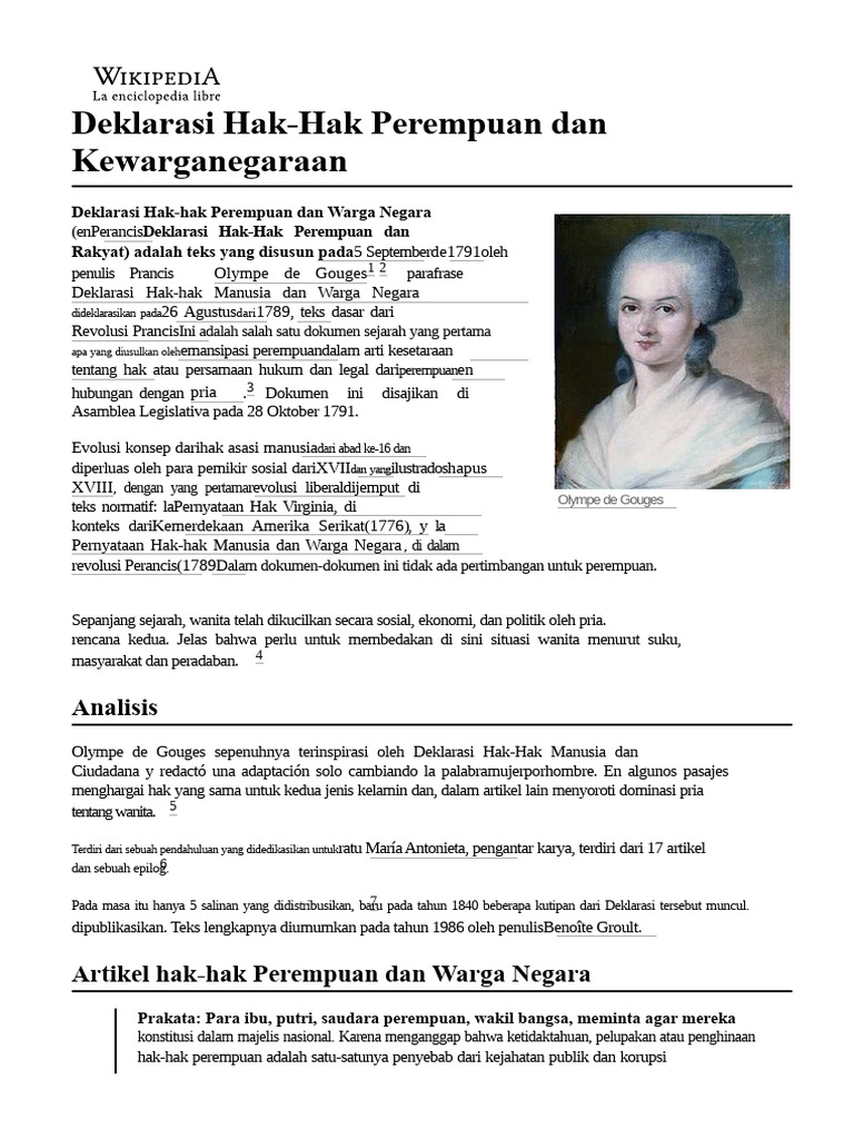 Deklarasi Hak Perempuan 1791 oleh Olympe de Gouges | PDF