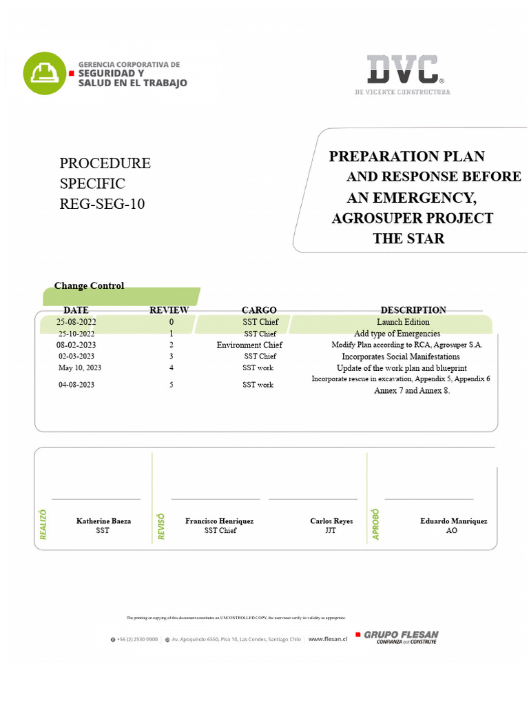 Agrosuper Emergency Preparedness and Response Plan rev.02 v.5 | PDF ...