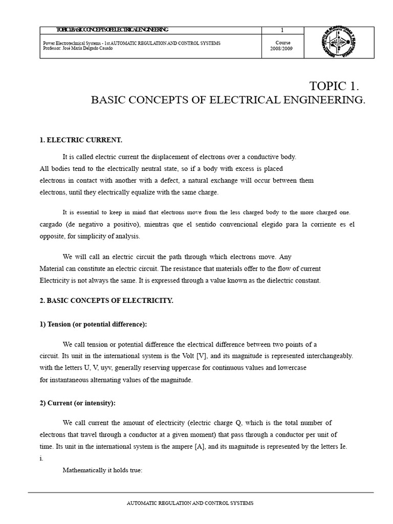 Topic 01 - Basic Concepts of Electrotechnics | PDF | Ac Power ...