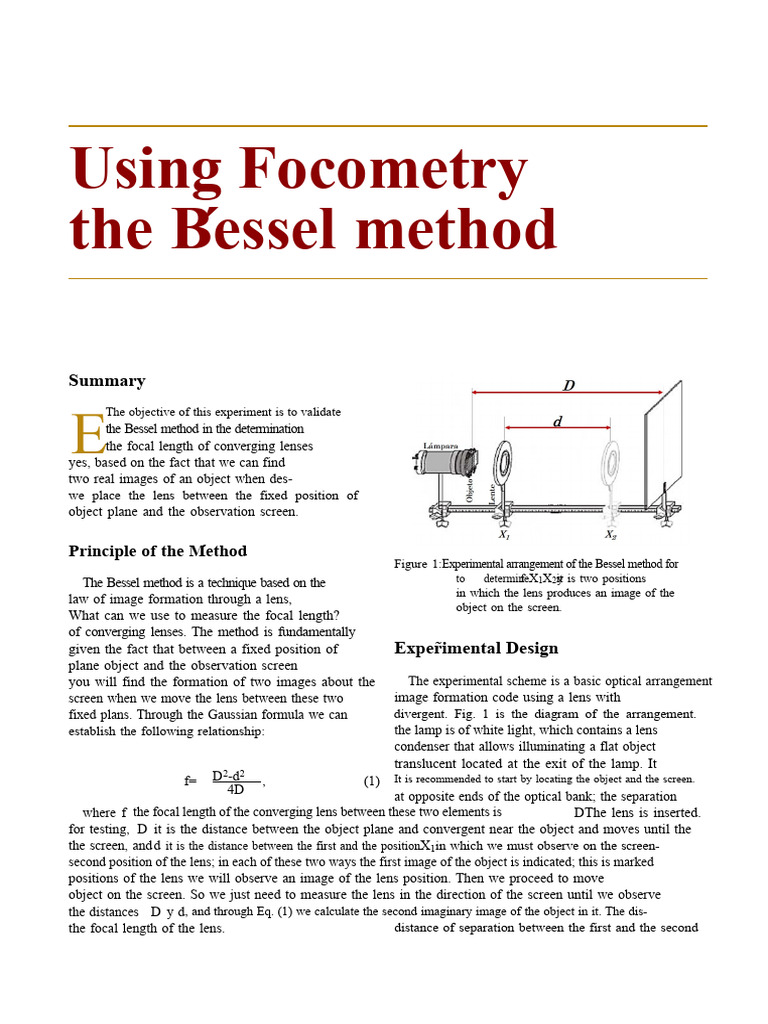 BESSEL METHOD | PDF | Optics | Light
