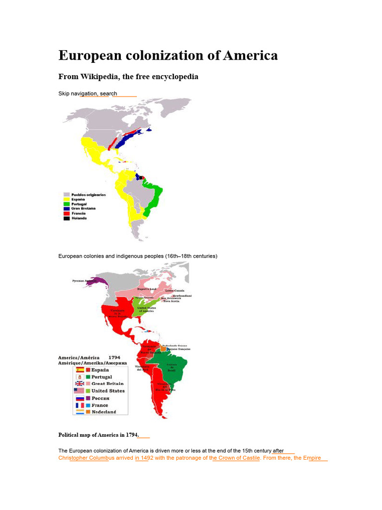 European Colonization of America (16th-18th) | PDF | European ...