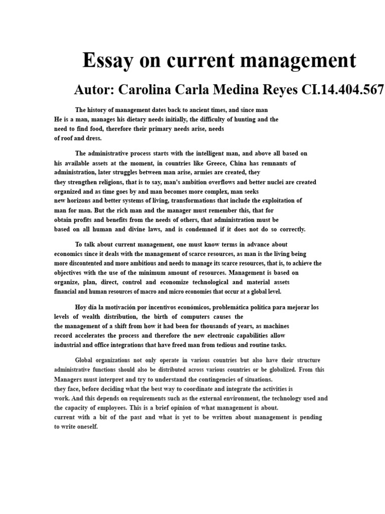 Essay on current management | PDF | Economies