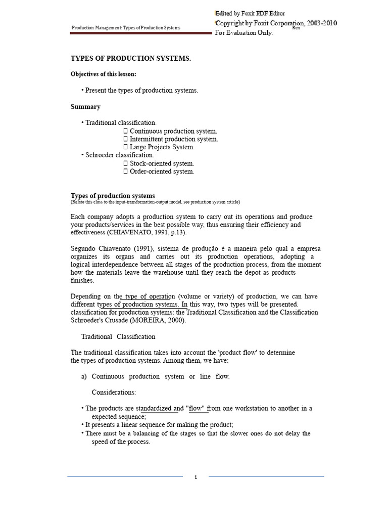 Types of Production Systems | PDF | Reliability Engineering | Mass ...