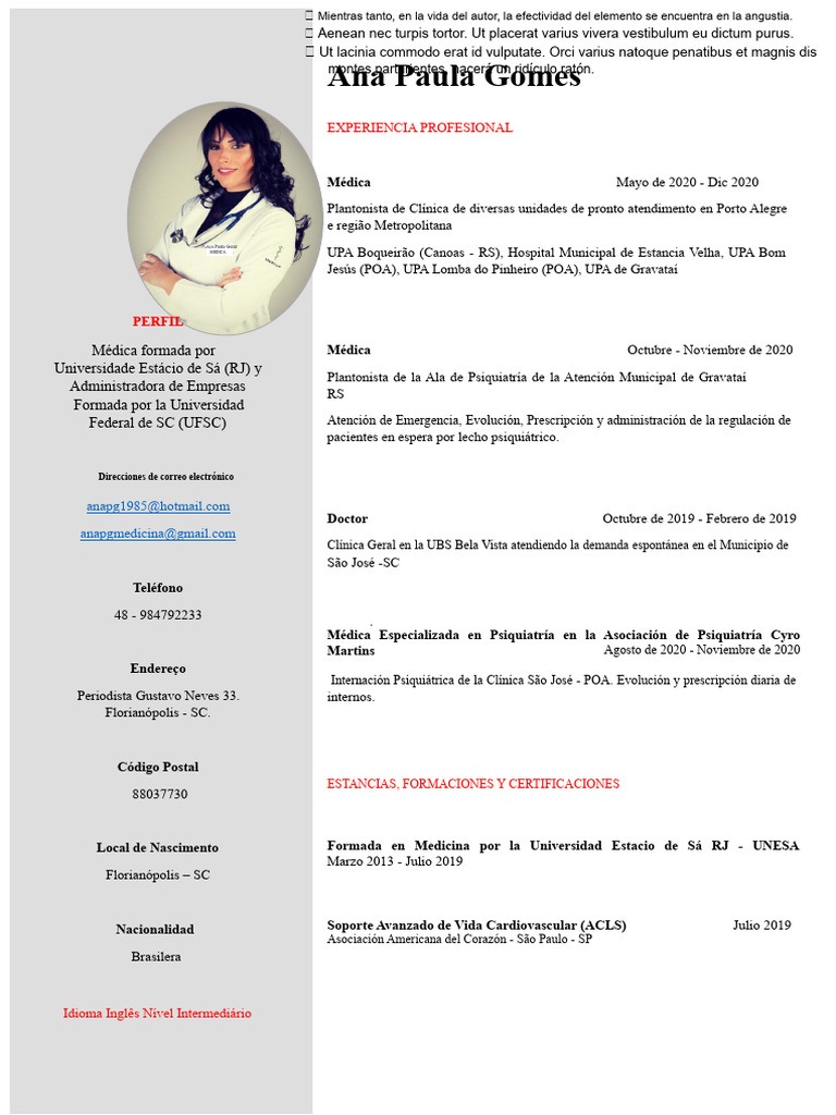 73 Modelo Currículo Español | PDF | Unidad de Cuidados Intensivos ...