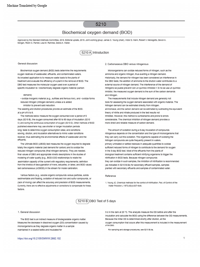 smww.5210 DBO-1 | PDF | Chemistry | Chemical Substances