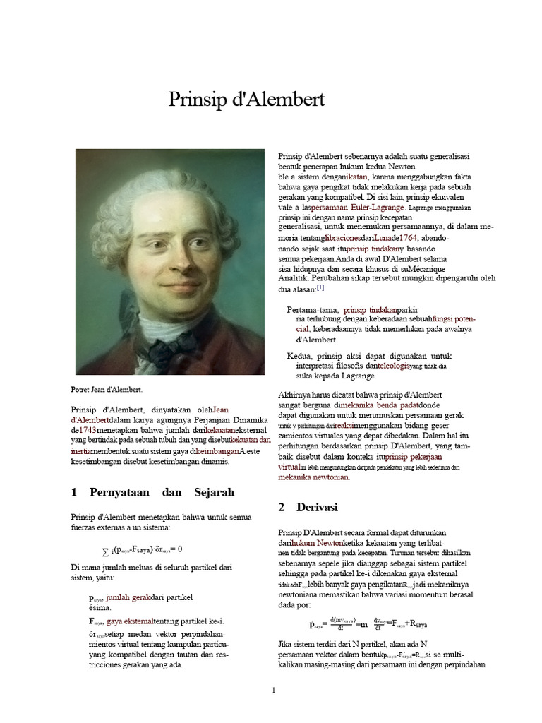 Prinsip d'Alembert dalam Mekanika | PDF