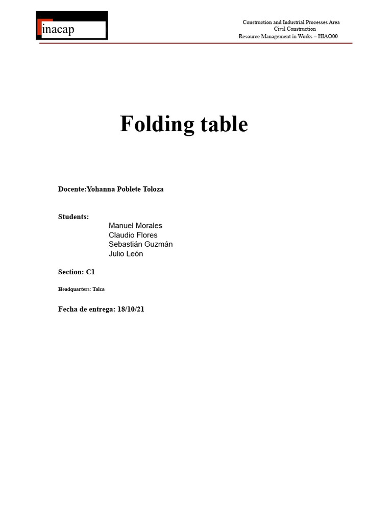Report On Foldable Table Development | PDF | Payments | Recycling