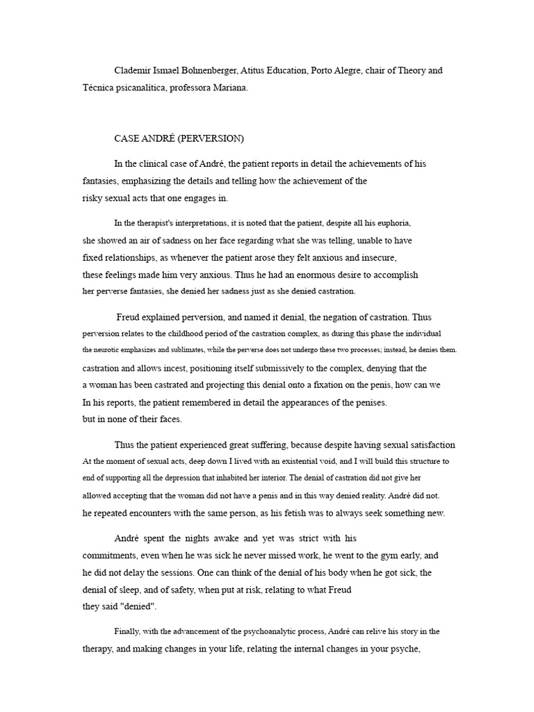 CASE ANDRÉ (1) | PDF | Psychoanalysis | Sigmund Freud