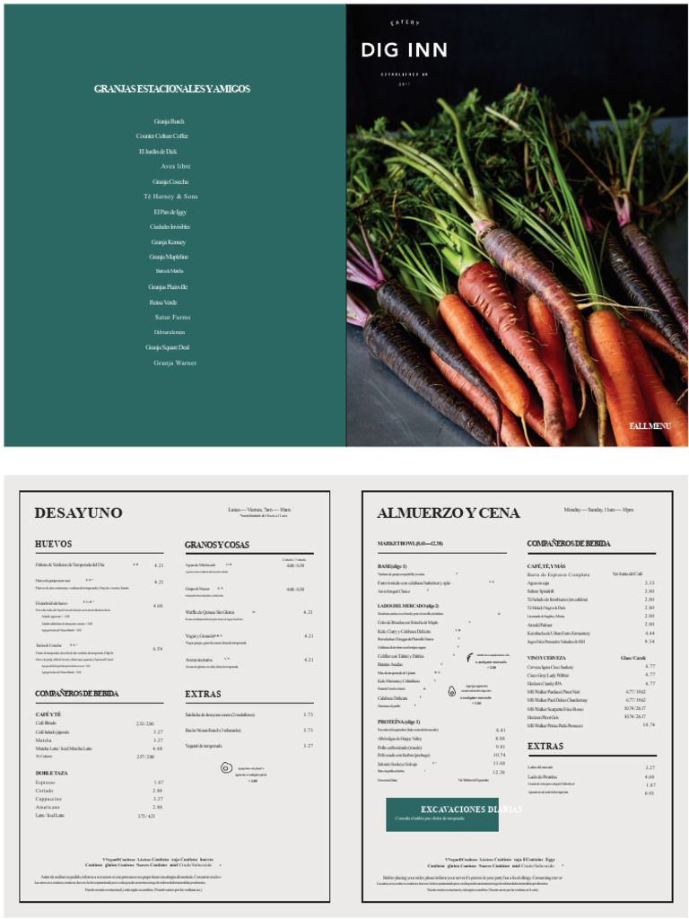 Menú de Dig Inn | PDF | Alimentos | Cocina