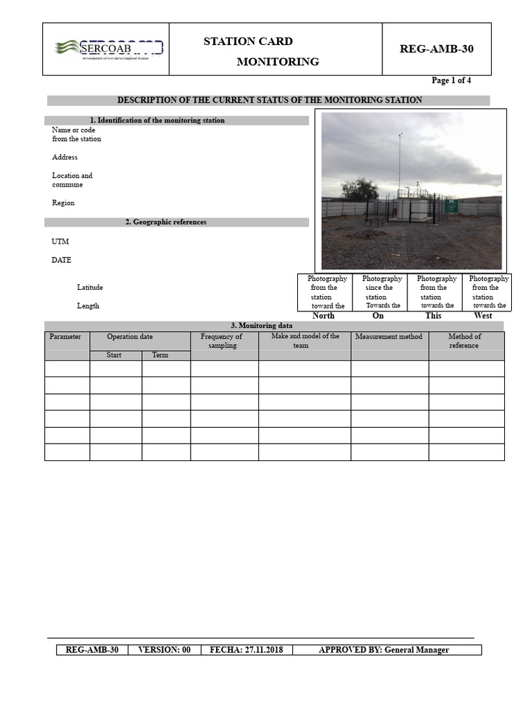 Monitoring Station Status Report REG-AMB-30 | PDF