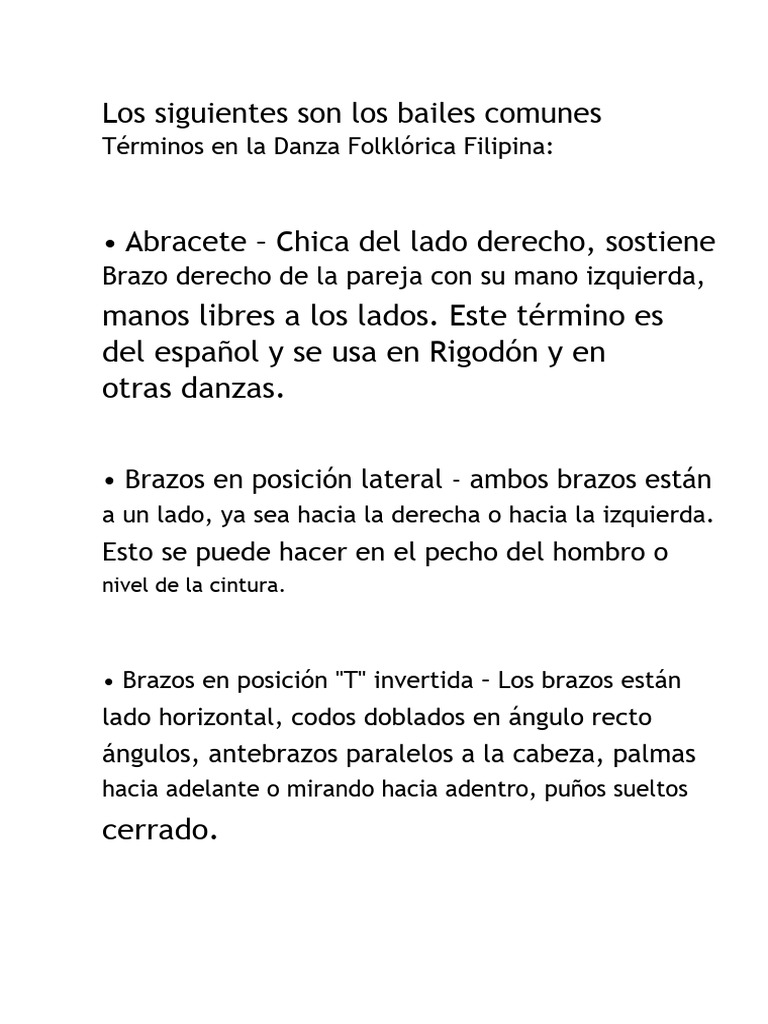 Los siguientes son los términos comunes de danza en la danza folclórica ...
