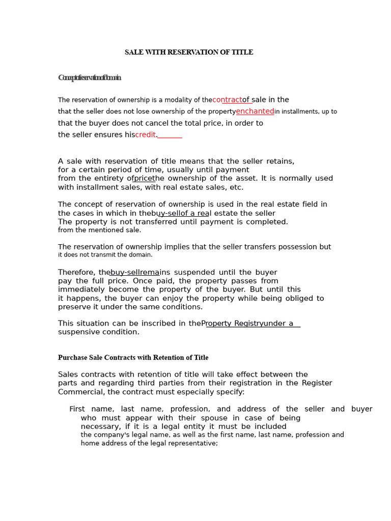 Sale With Retention of Title | PDF | Identity Document | Prices