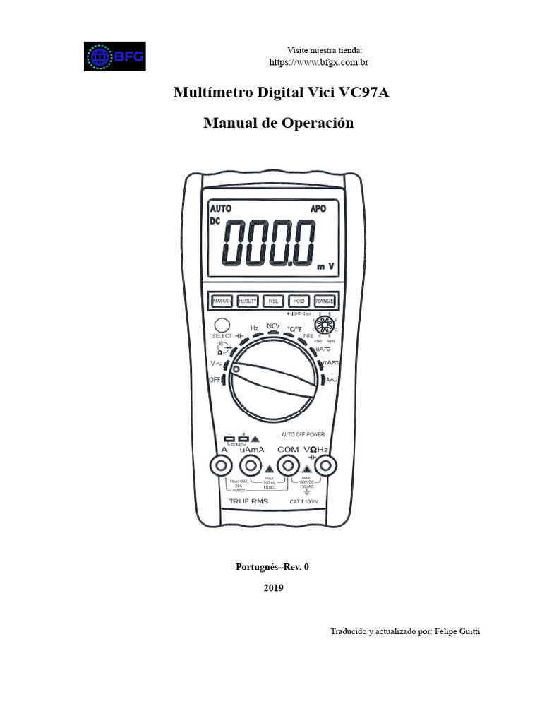 Multímetro Digital Vici VC97A: Manual y Especificaciones | PDF ...