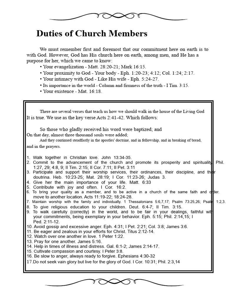 Essential Duties of Church Members | PDF