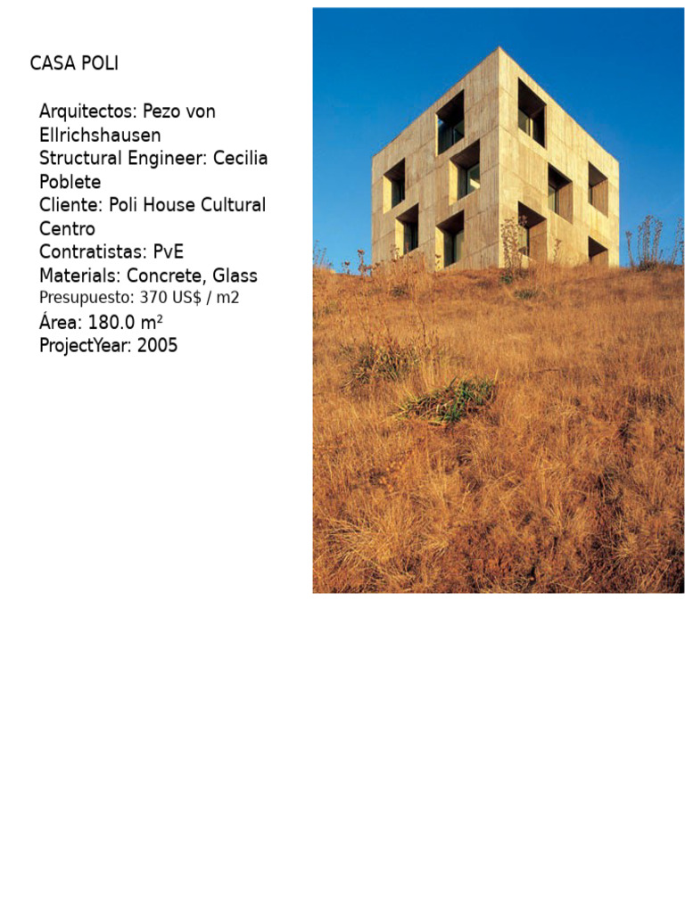 Casa Poli: Diseño y Planos Arquitectónicos | PDF