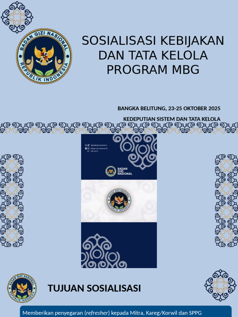 JUKNIS Materi Pembuka Sosialisasi Kebijakan Dan Tata Kelola Program MBG ...