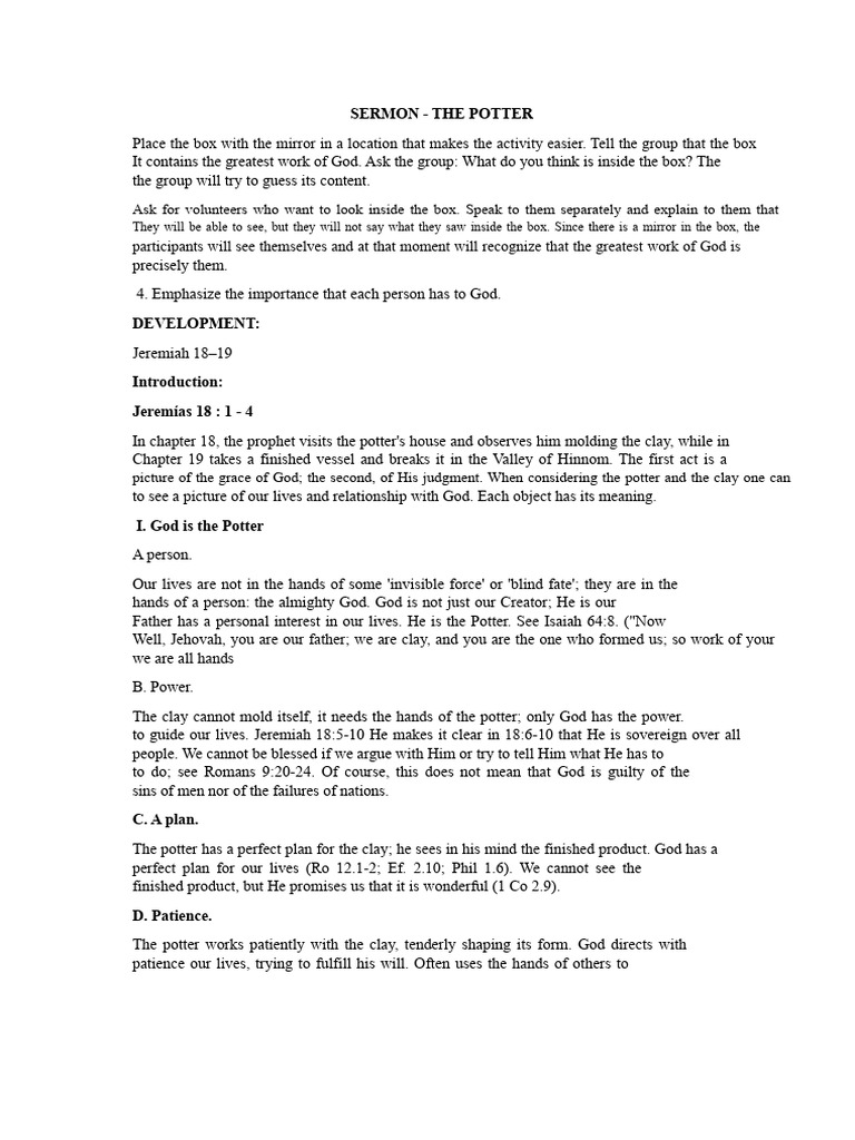 Sermon - The Potter | PDF | Pottery | God