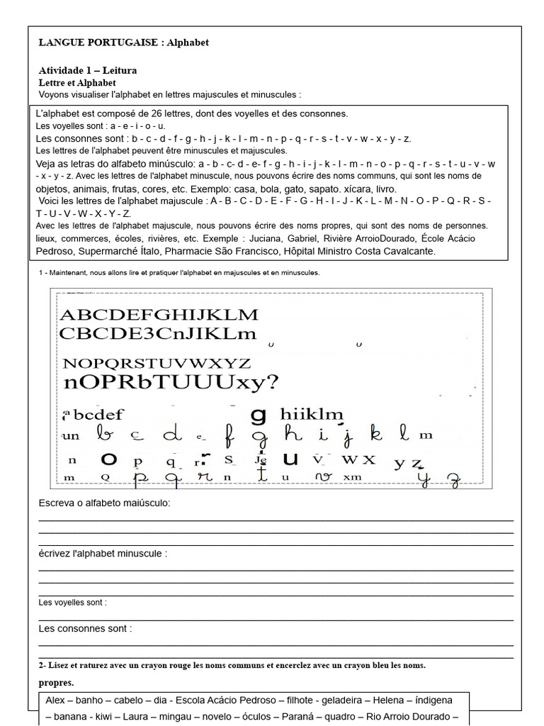 Alphabet portugais : lettres et activités | PDF | Écriture bicamérale ...