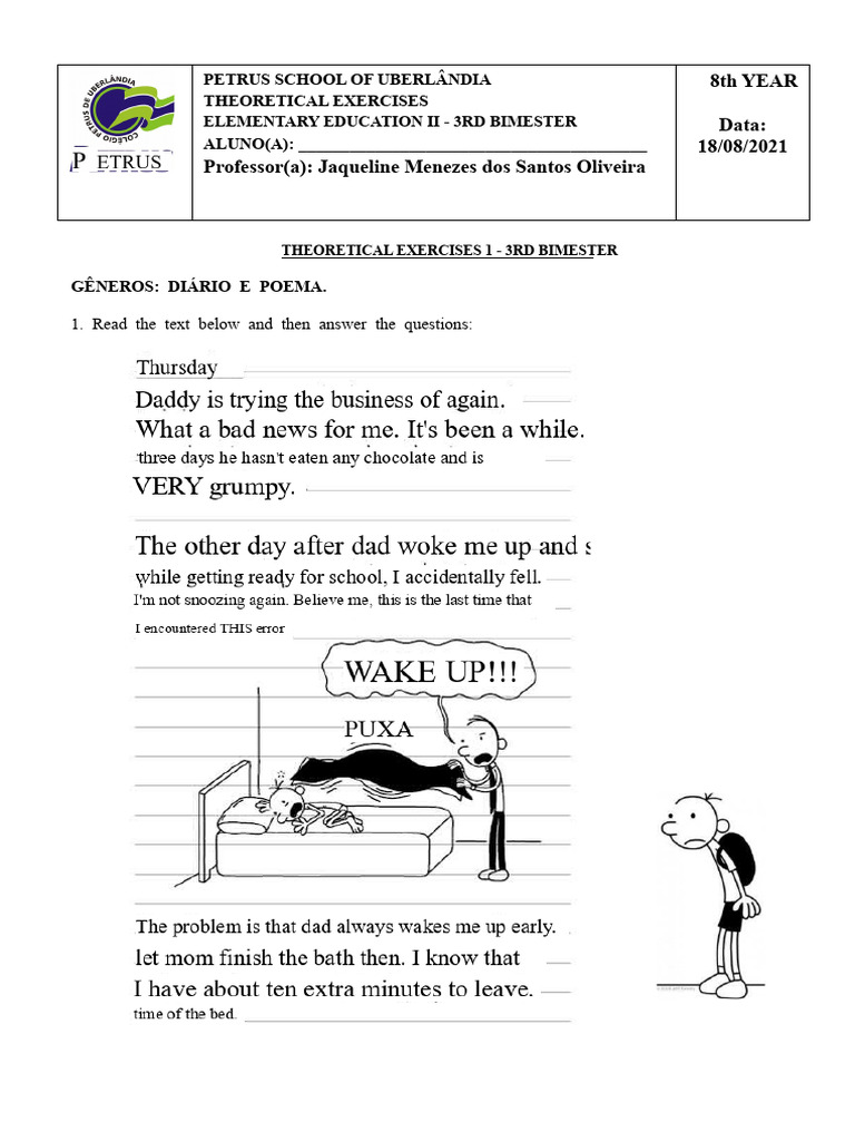 8th Grade Diary and Poem Exercises | PDF | Poetry | Writing