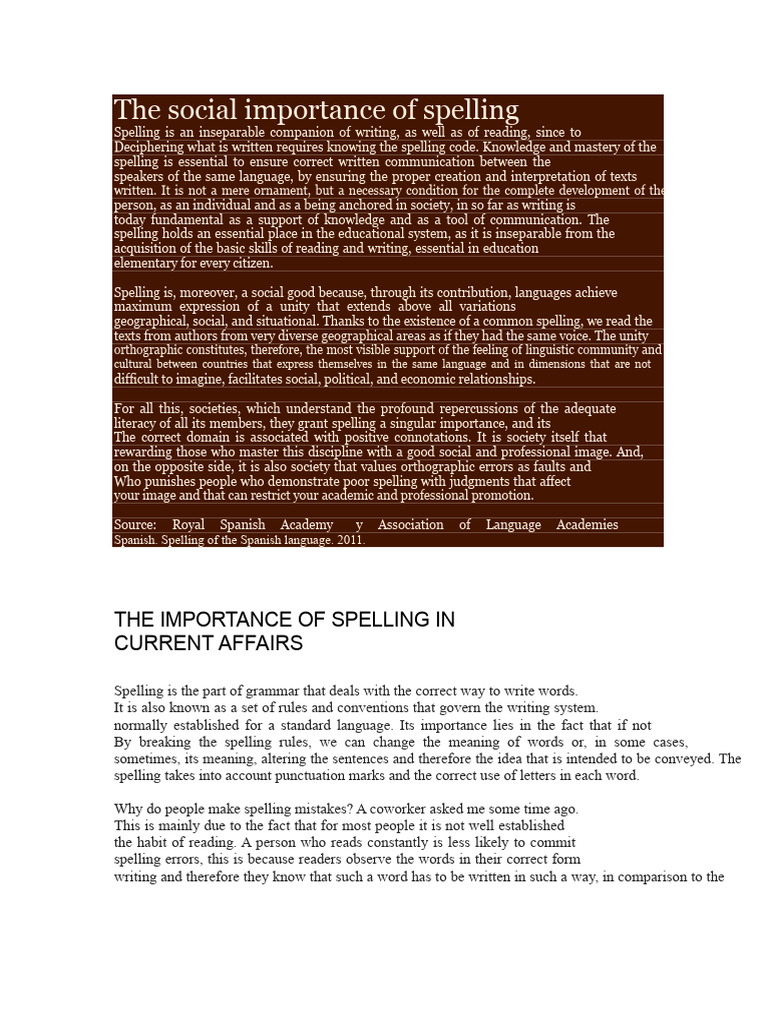 The Social Importance of Spelling | PDF | Spelling | Grammar