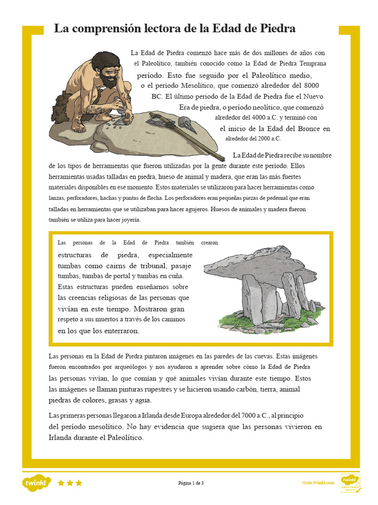 Lectura de La Edad de Piedra | PDF | Edad de Piedra | Neolítico