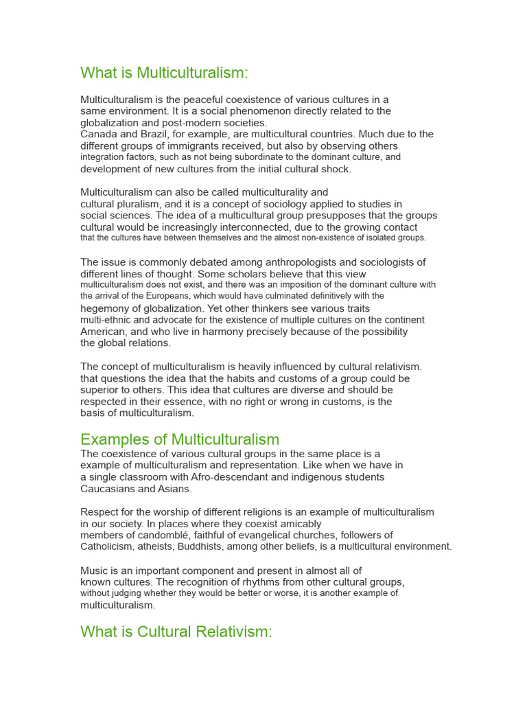 Understanding Multiculturalism and Diversity | PDF | Multiculturalism ...
