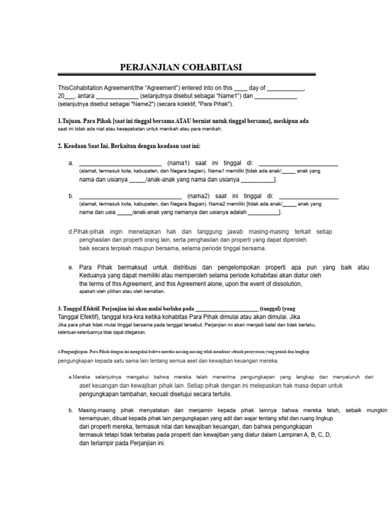Perjanjian Cohabitation untuk Pasangan | PDF