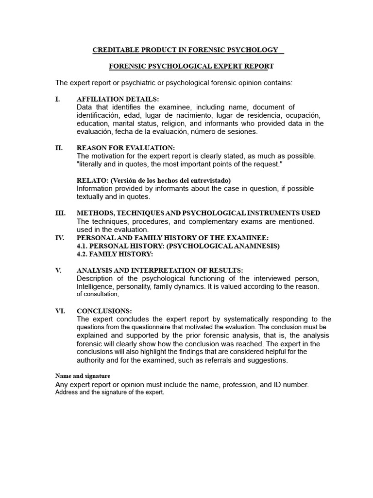 Forensic Psychological Expert Report | PDF