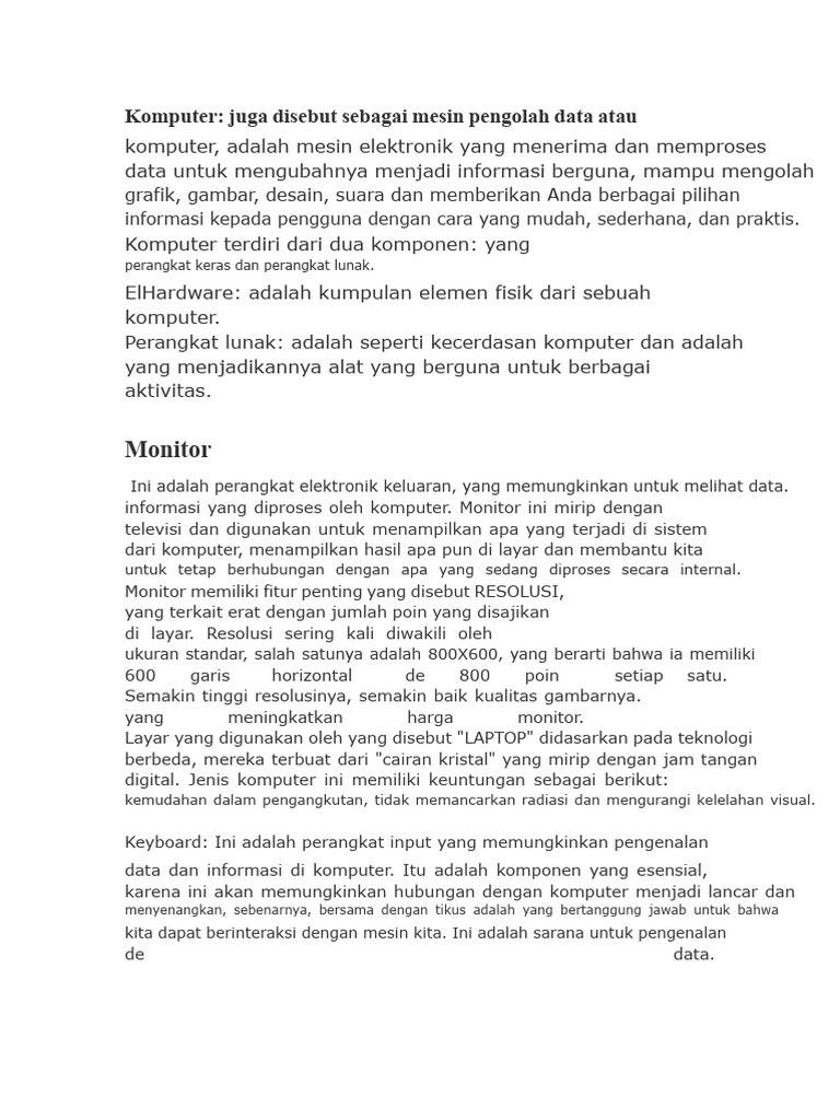 Komponen Utama Komputer dan Fungsinya | PDF