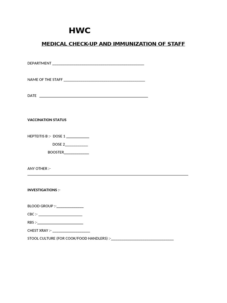 Health Check Up and Immunization | PDF