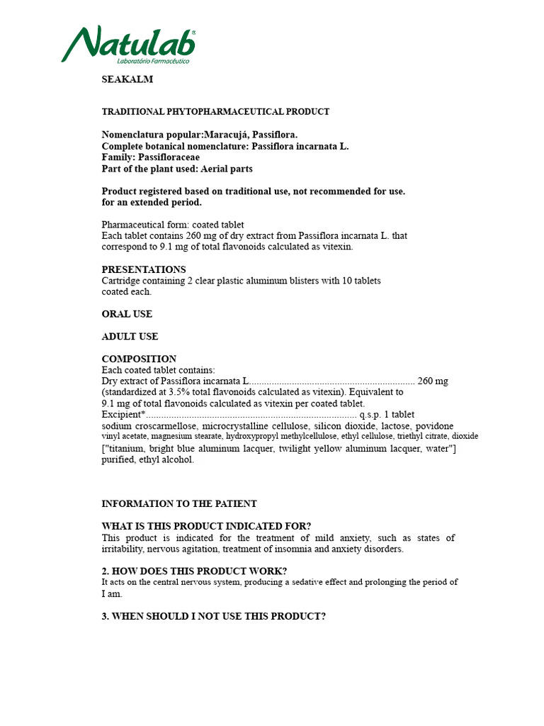 Passiflora Incarnata Tablets for Anxiety | PDF | Tablet (Pharmacy ...