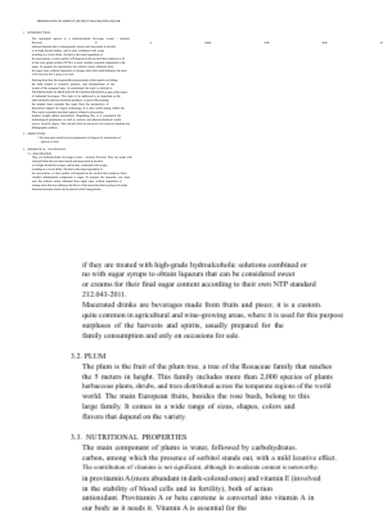 Preparation of Macerated Apricot or Fruit Liqueur | PDF | Alcoholic ...