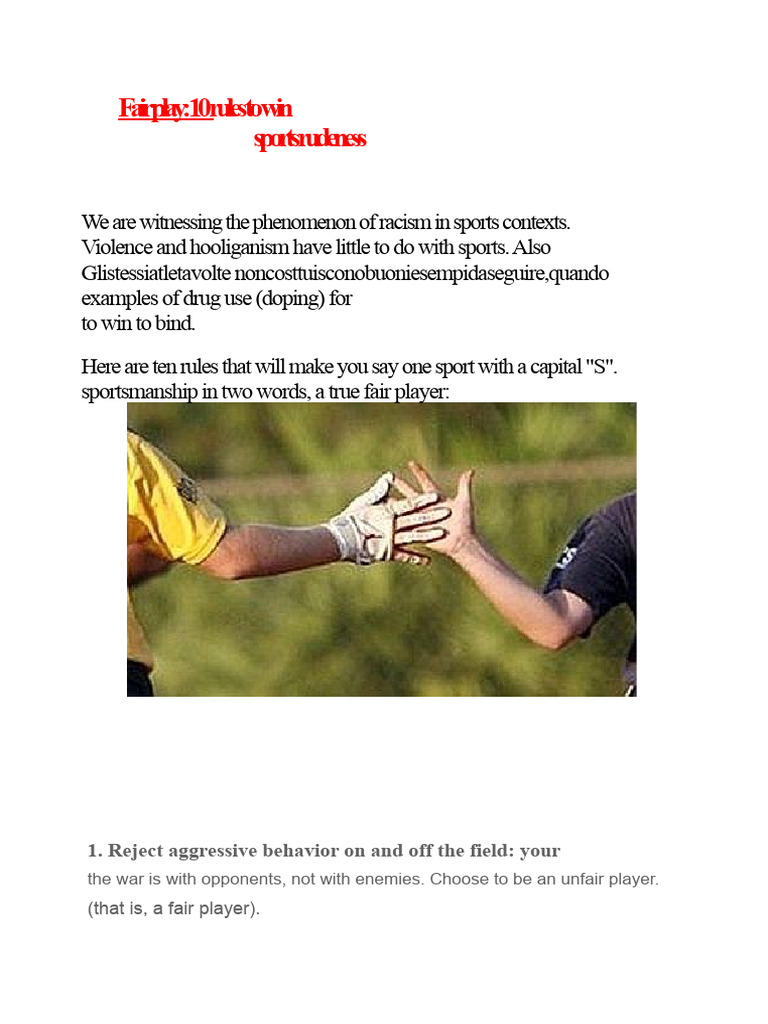 Fair Play - 10 Rules For Fair Play | PDF