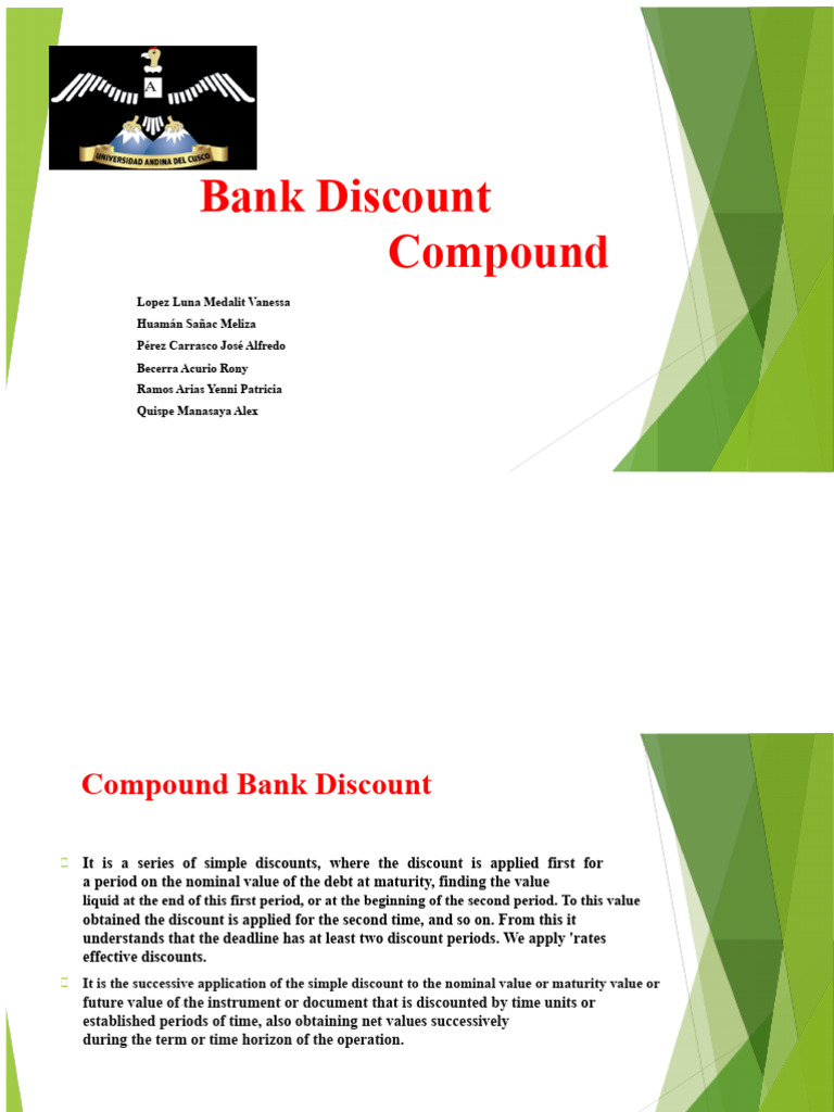 Compound Bank Discount | PDF | Discounting | Present Value