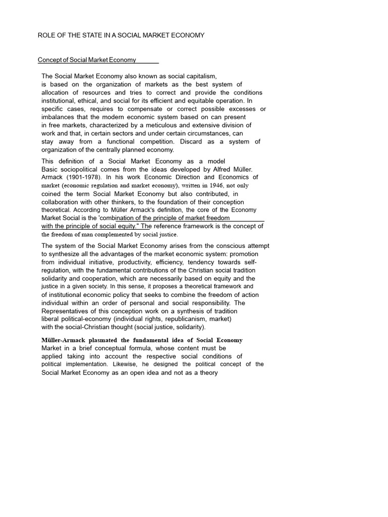 State Role in Social Market Economy | PDF | Fiscal Policy | Justice
